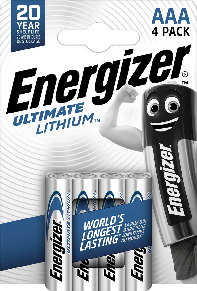 Energizer® Ultimate Lithium AAA batterier 4 pk | Obsbygg.no
