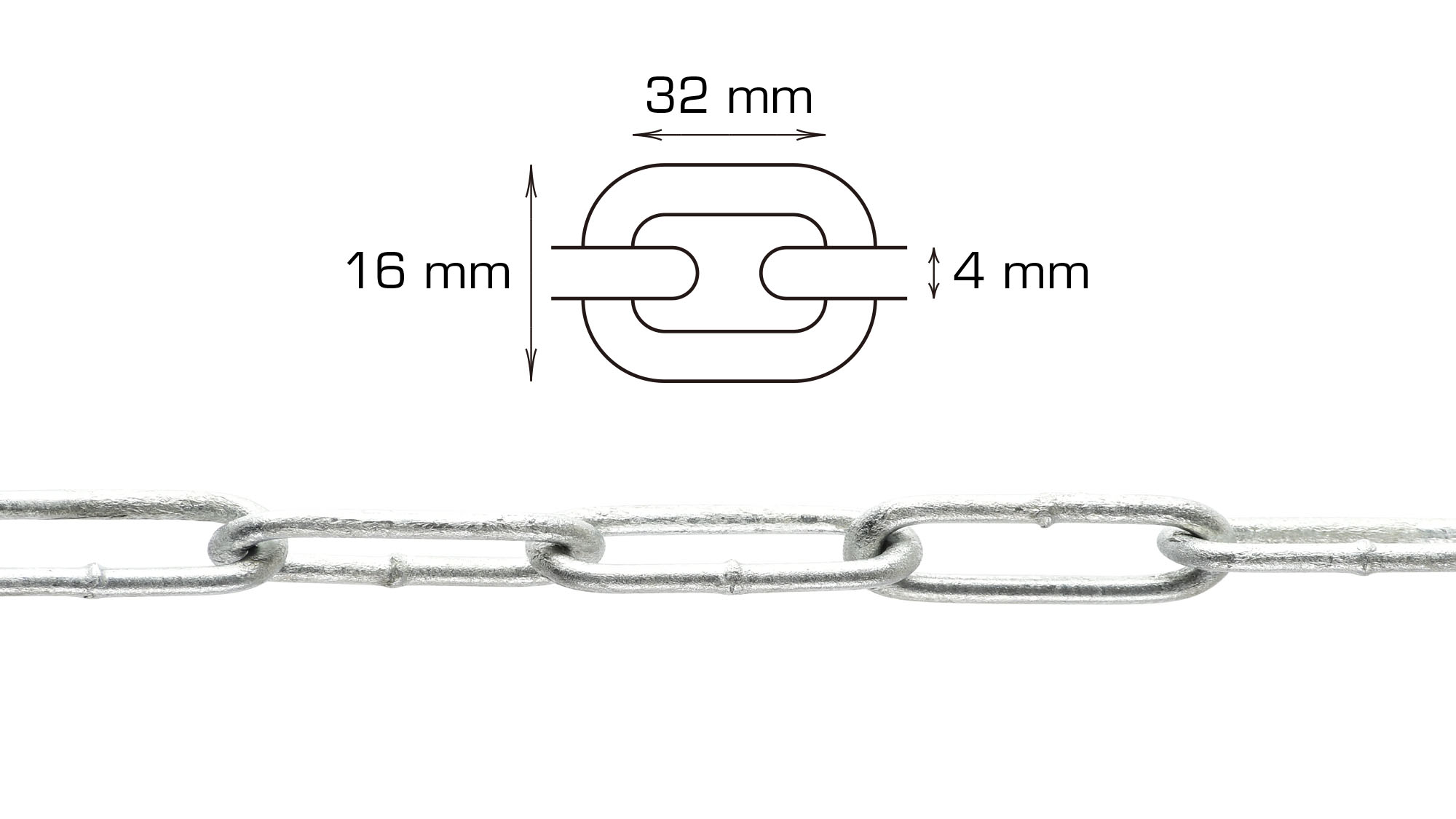 Home>it Galvanisert langleddet kjede - 2 meter (4 mm) | Obsbygg.no