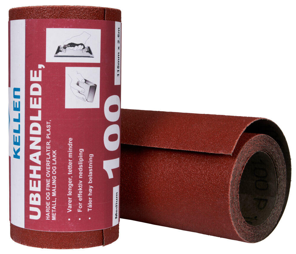 Slipepapir ubehandlede overflater 115 mm x 2,5 m | Obsbygg.no